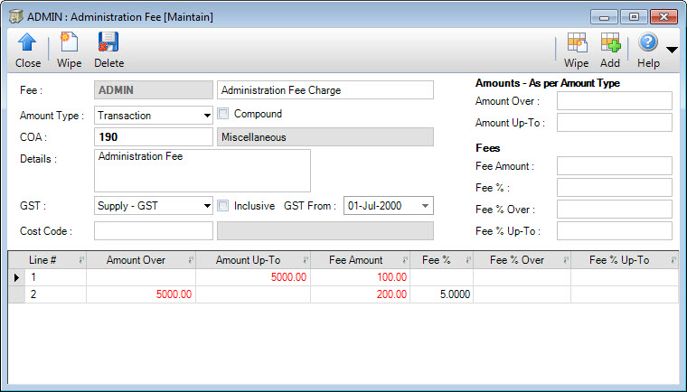 Maintaining Administration Fees
