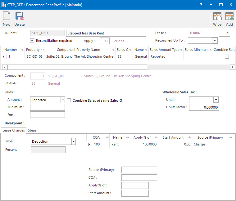 Adjusting Percentage Rent Profiles for Lease Charges