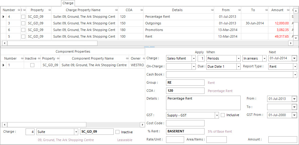 Adjusting Percentage Rent Profiles for Lease Charges