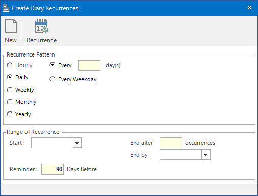 Create Diary Recurrences