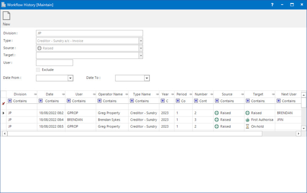 Viewing Workflow History
