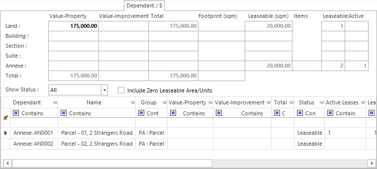 Shared Tab: Dependants / Values