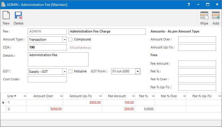Maintaining Administration Fees
